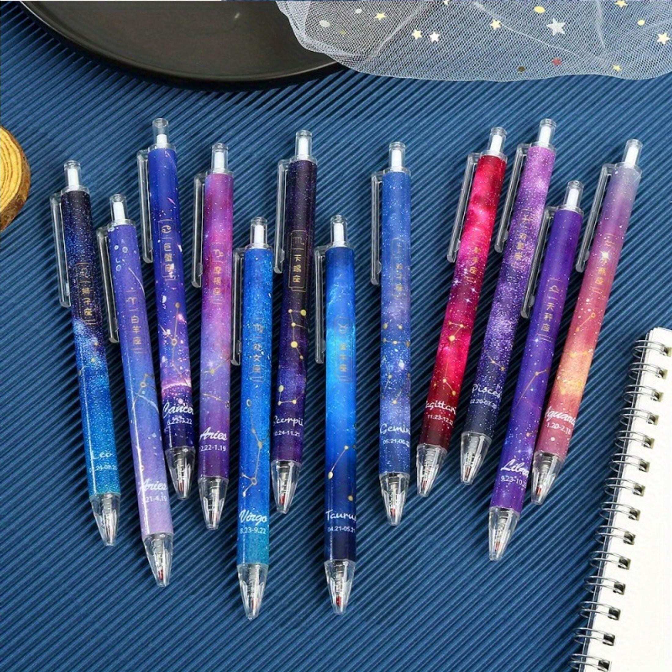 12pcs Zodiac Constellation Click Ballpoint Pens, 0.5mm Black Ink, Great ...