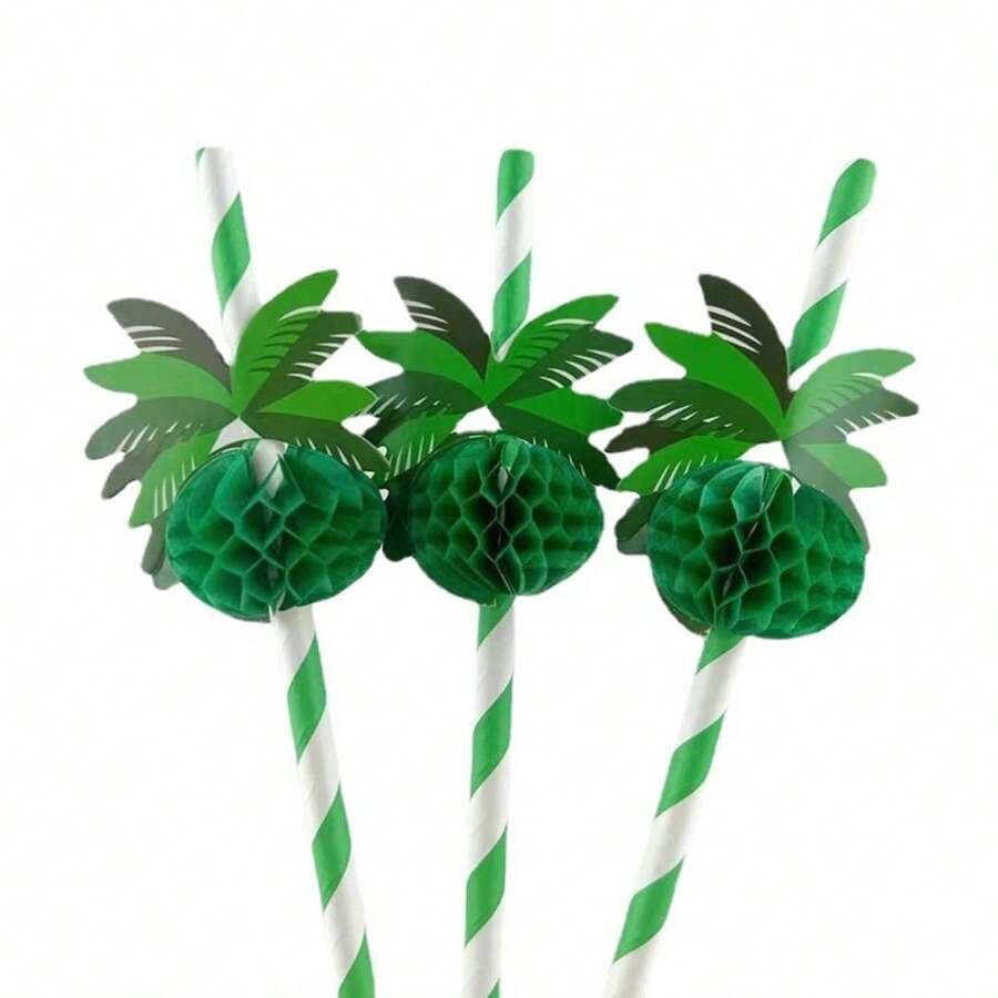 10 Pieces Of Coconut Paper Straws, Tropical-Themed Drink Straws, Paper ...
