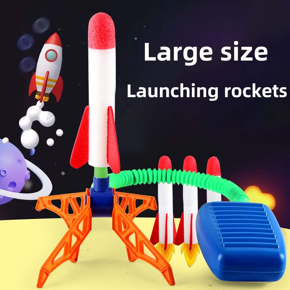 3-Version Foot Pump Sky Rocket Toy: 1 Foot Pump 1 Rocket, 2 Foot Pumps ...