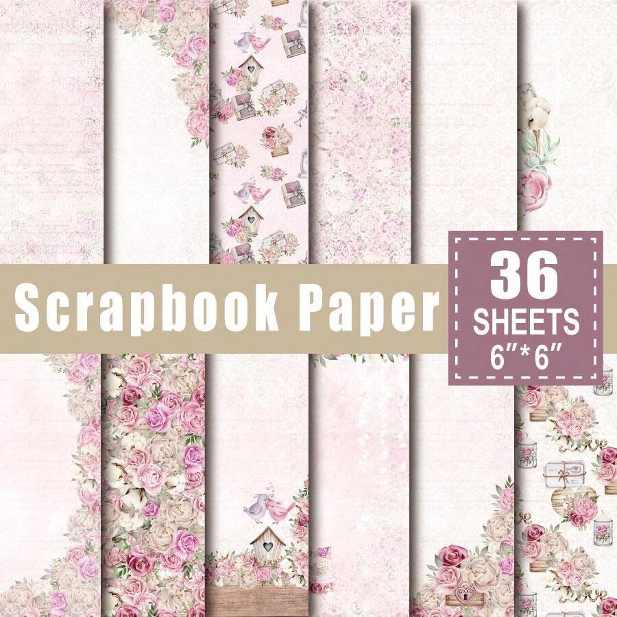 36 Sheets Scrapbook Paper Pad In 6*6'', Art Craft Pattern Paper For ...