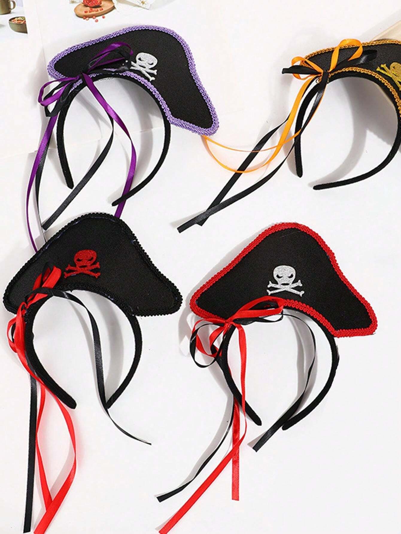Halloween Pirate Hat Set With Eye Patch Headband And Decoration Prop ...