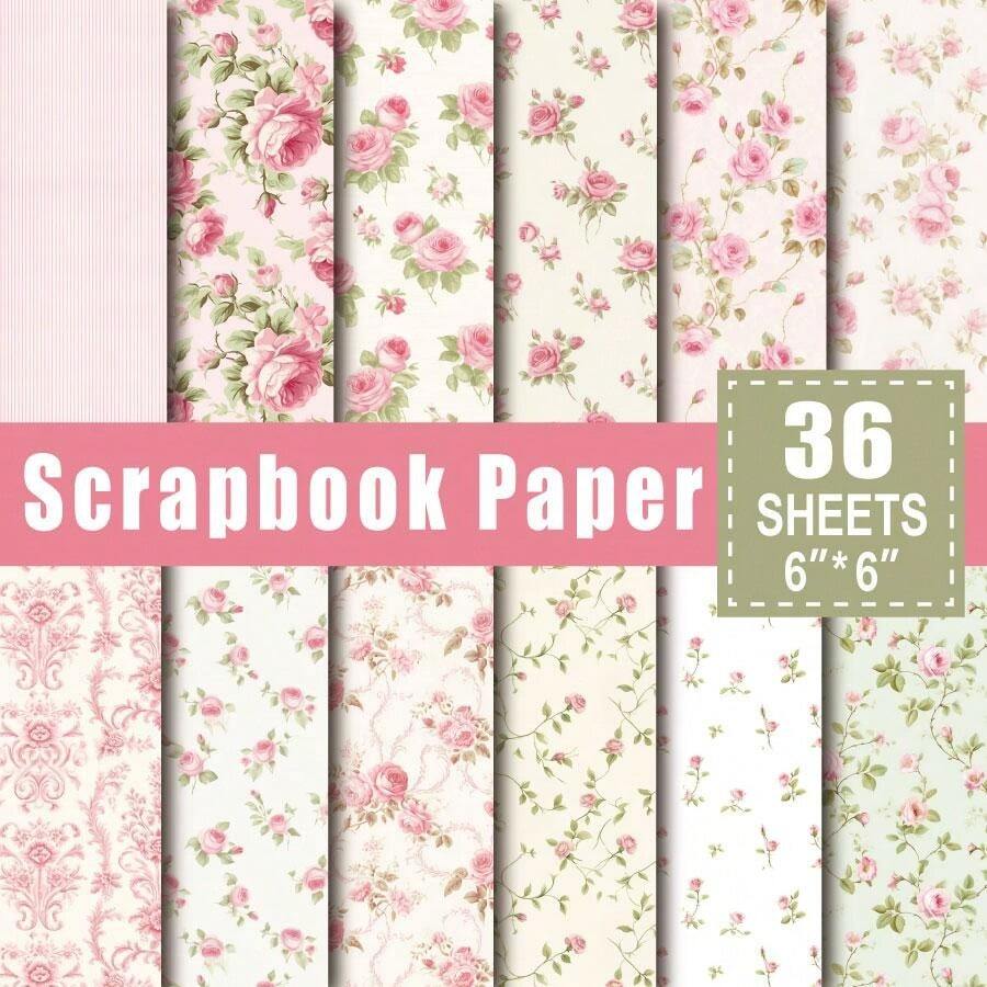 36 Sheets Scrapbook Paper Pad In 6*6'', Art Craft Pattern Paper For ...