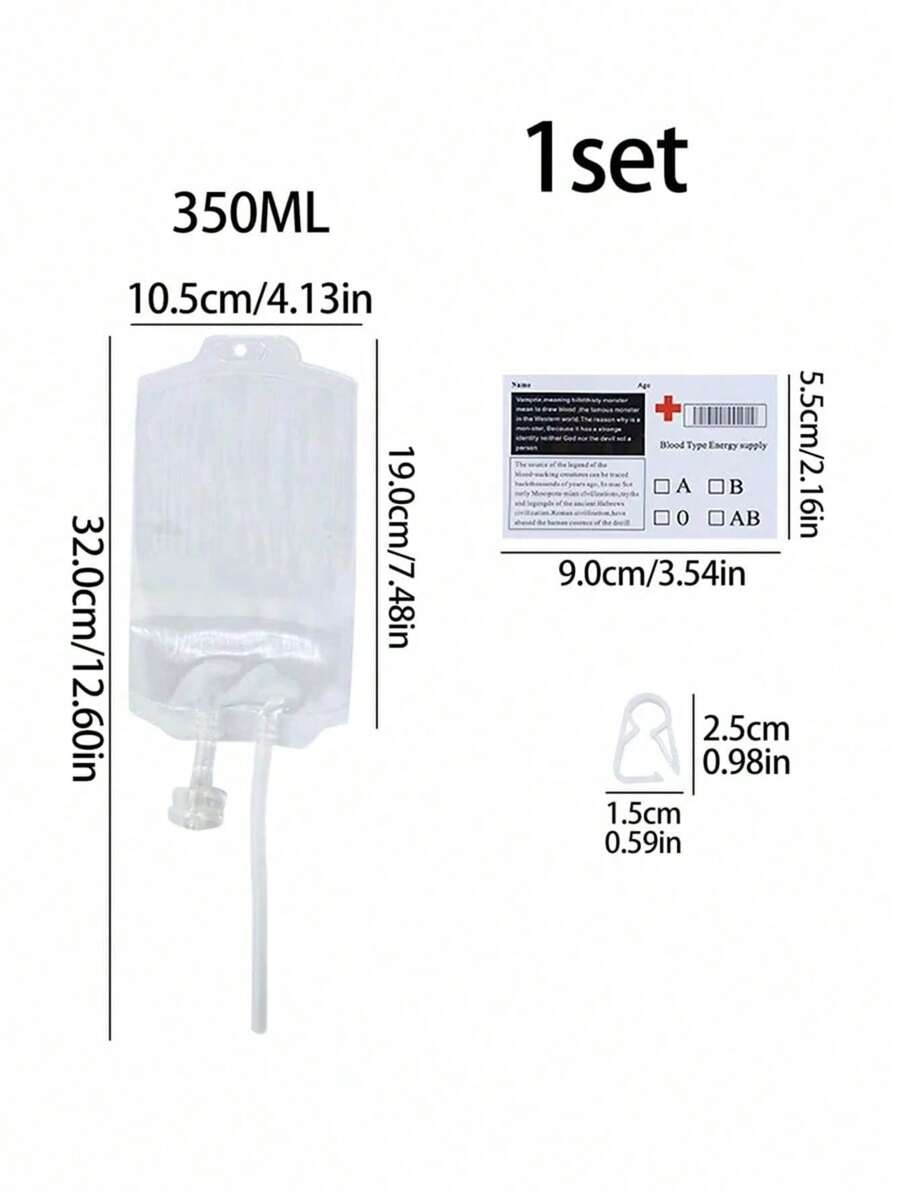 1pc 350ml Vampire Blood Bag Prop para decoração de Halloween, bolsa de ...