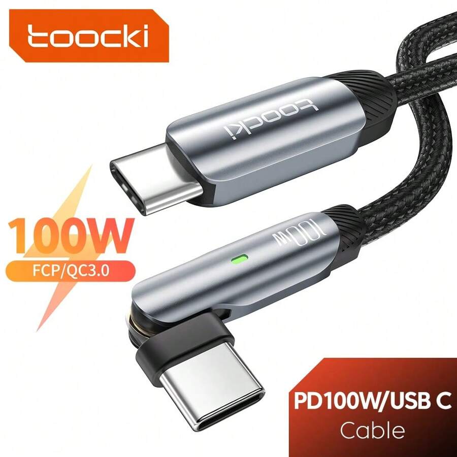 Toocki 180 Rotate Type C To Type C Cable PD100W 60W USB C TO USB C Fast Charging Elbow Cable For ...