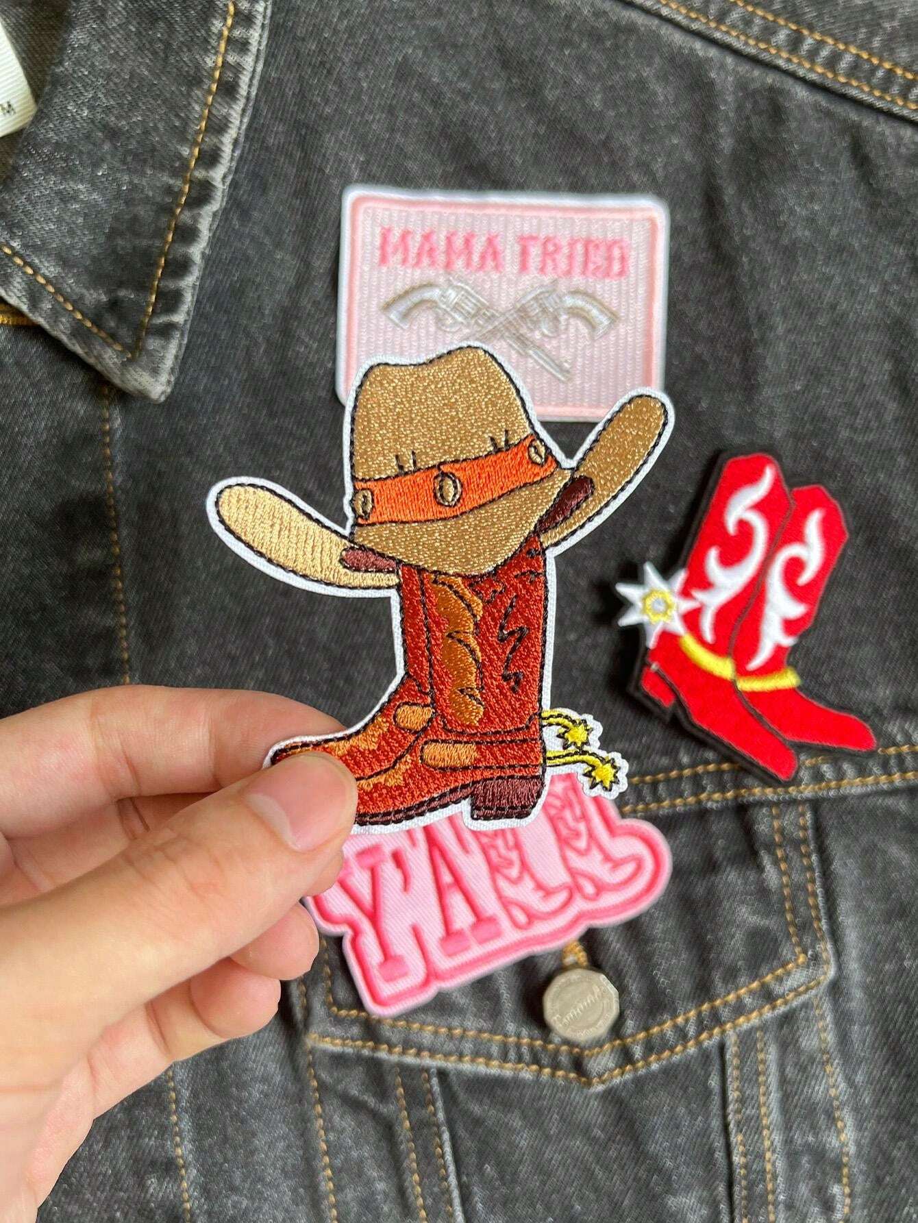 Western Patches Set, Embroidery Iron On Patch For Trucker Hat, Jacket ...