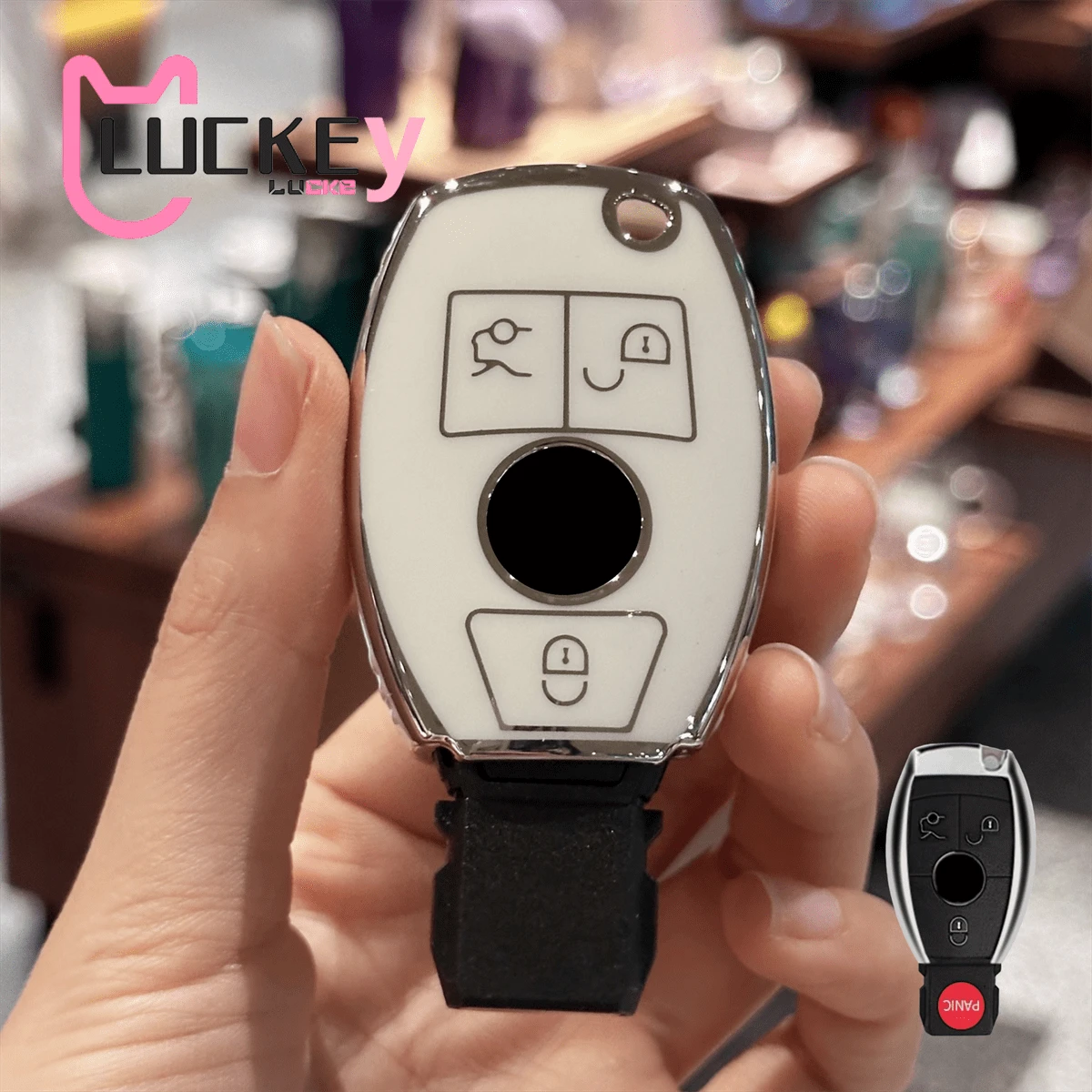 Porte-clés avec porte-clés à cordon pour Mercedes ForBenz AMG C E M S CLS CLA GLK GLA GLC GLE ...