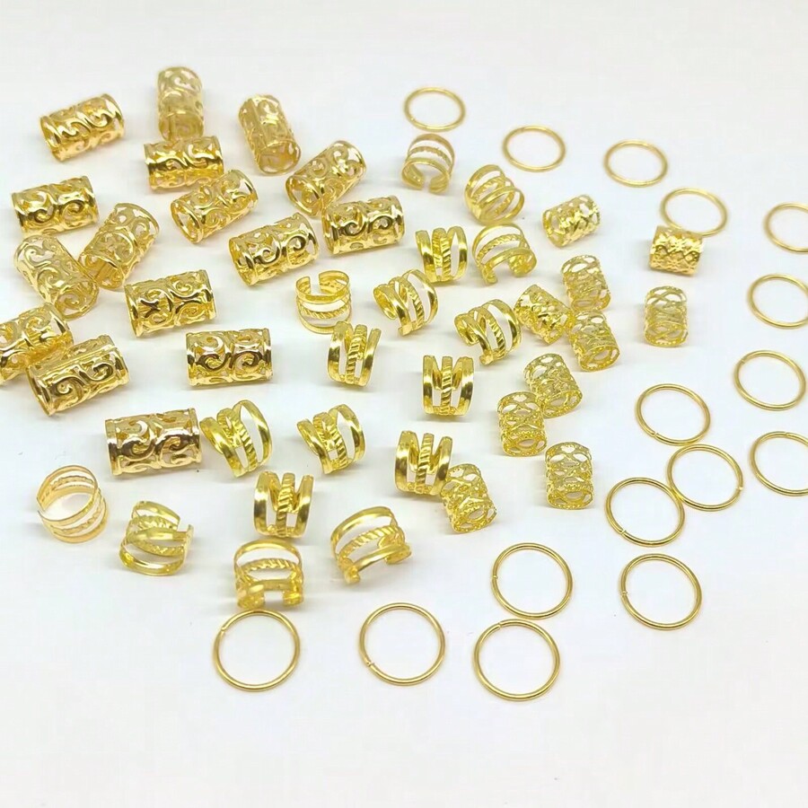 40 Pieces Golden Wavy Hair Tie Hollow Alloy Braid Punk Hair Tie Braid ...