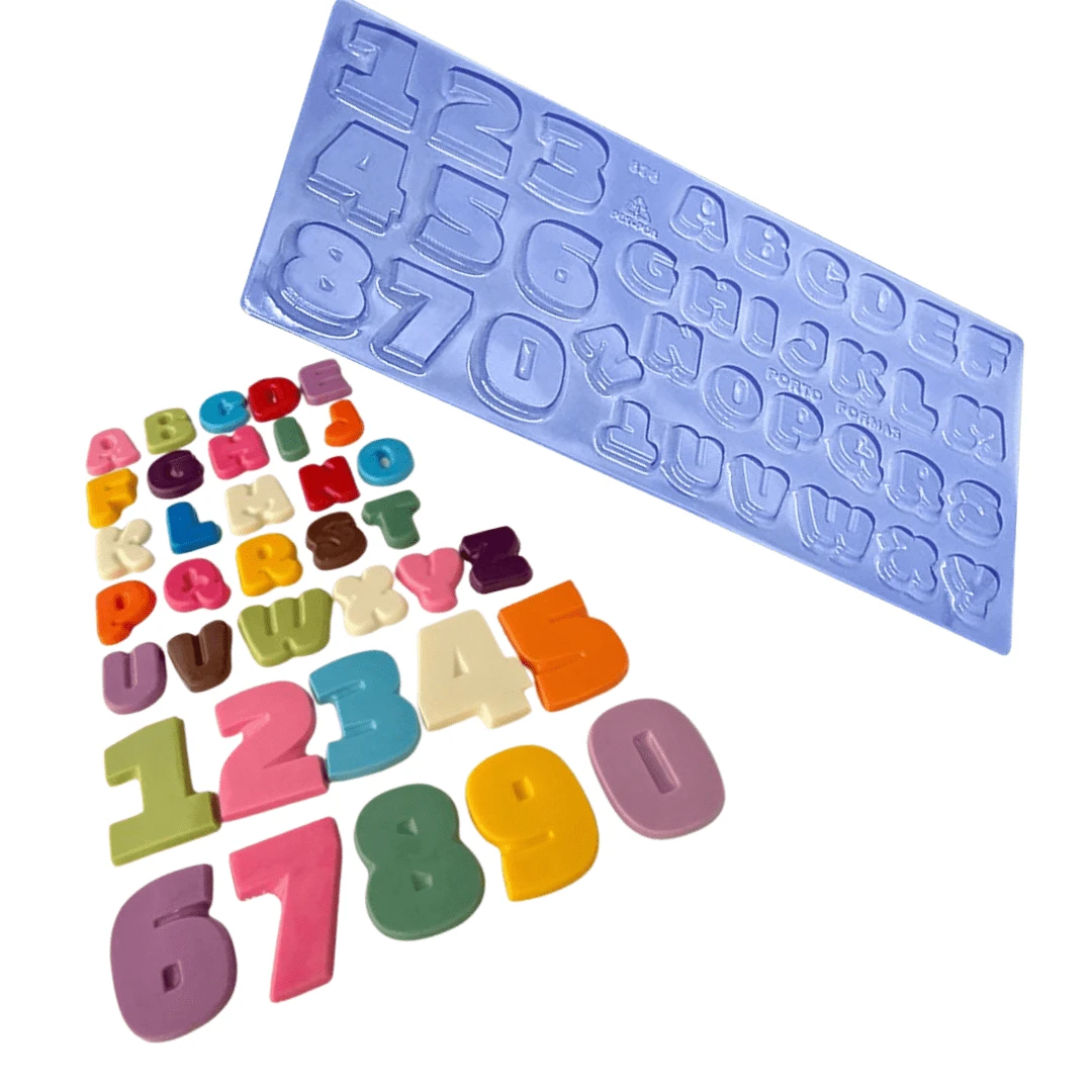 Forma Molde Letras Alfabeto e Números Fofos em Acetato Flexível 878 ...