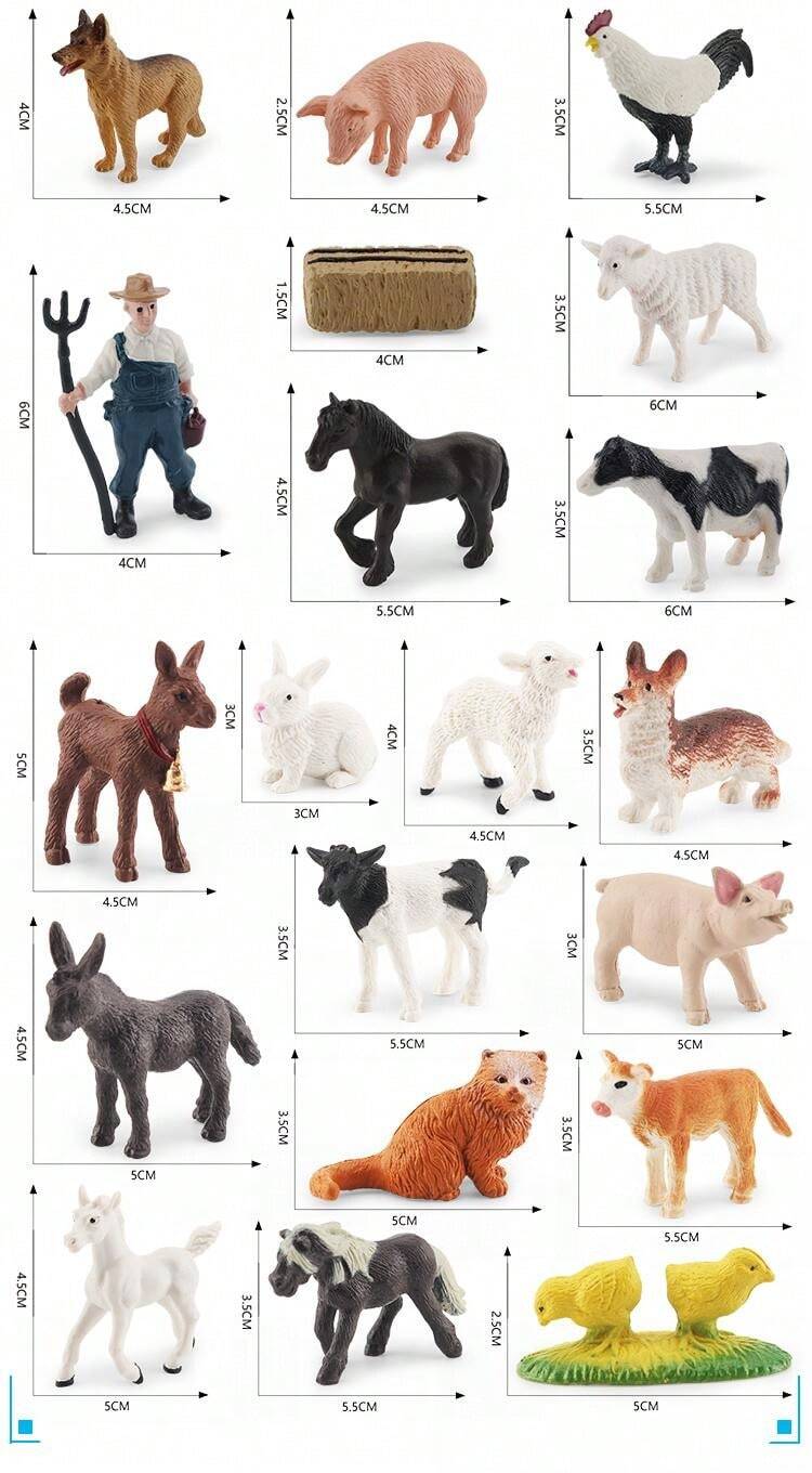 Mini Realistic Wild Farm Animal Model Toy Set,Kids Toy,Mini Resin ...
