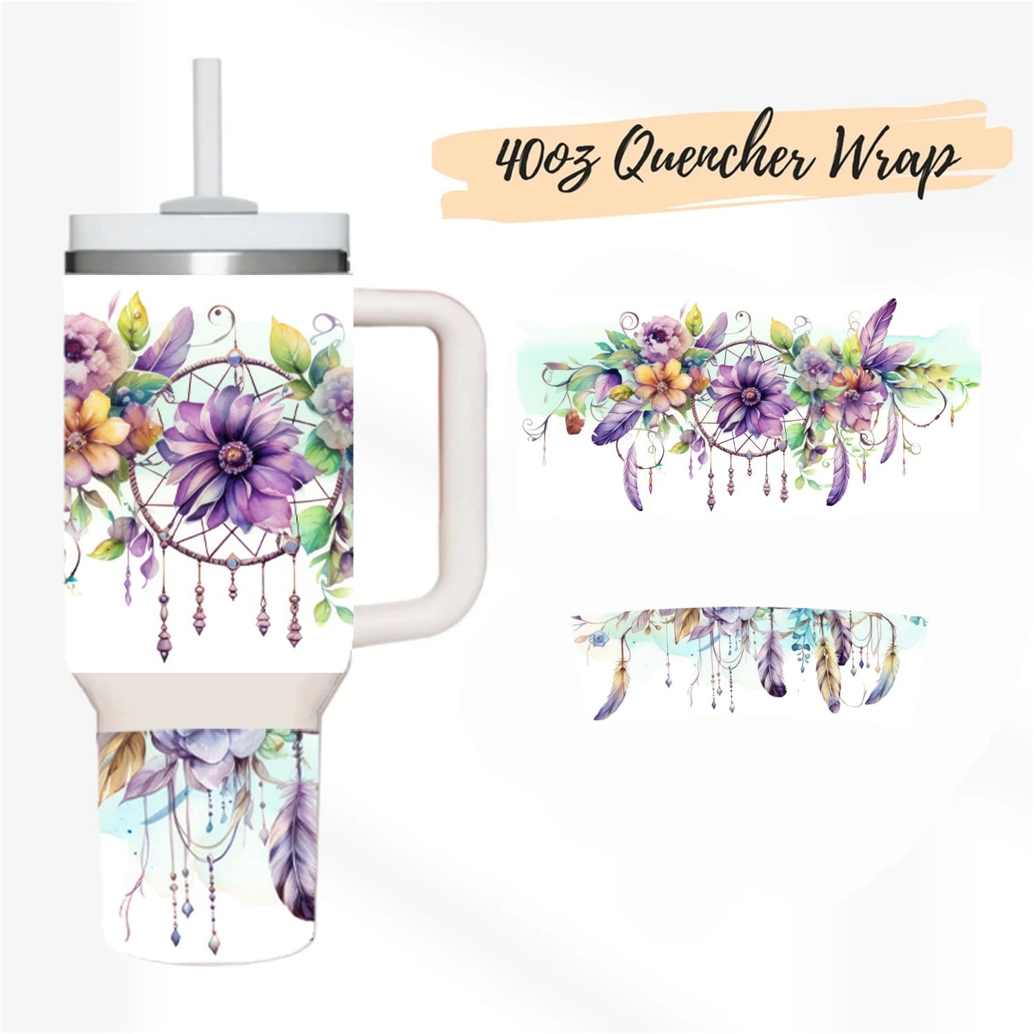 2pcs (1 Set) Dreamcatcher Design Stickers, UV DTF Crystal Labels For ...