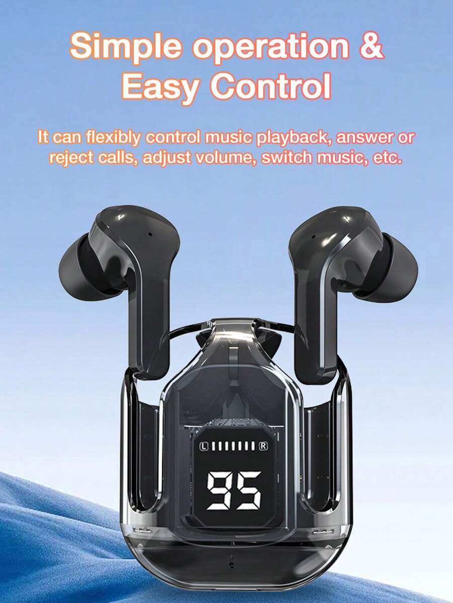 Wireless Earbuds, Headphones With ENC Noise Canceling Translucent ...