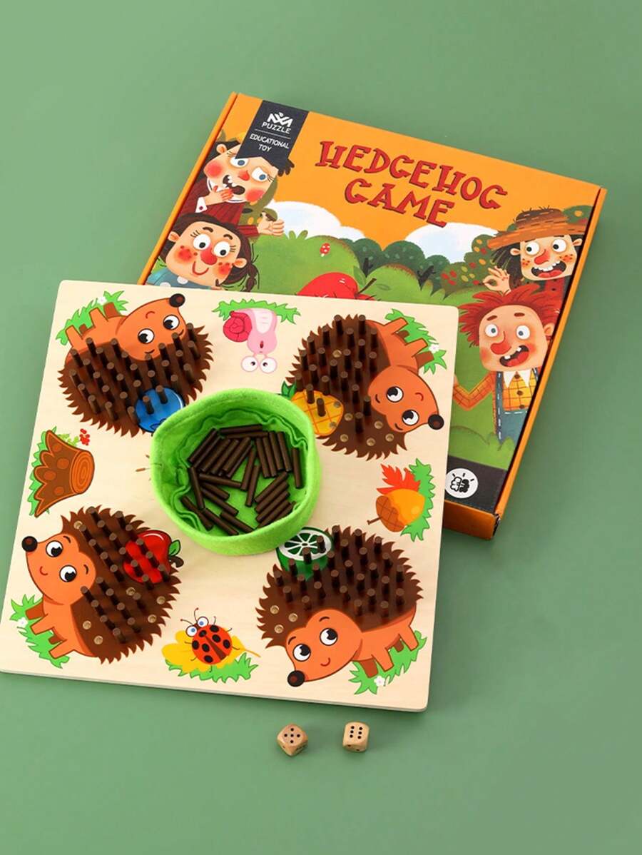 Wooden Hedgehog Insert Rods Sensory Puzzle Game, Early Learning ...