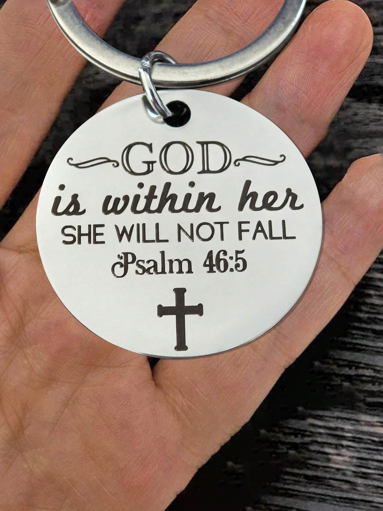1pc Christian Keychain With Psalm 46:5 Verse, Faith-Based Inspirational ...