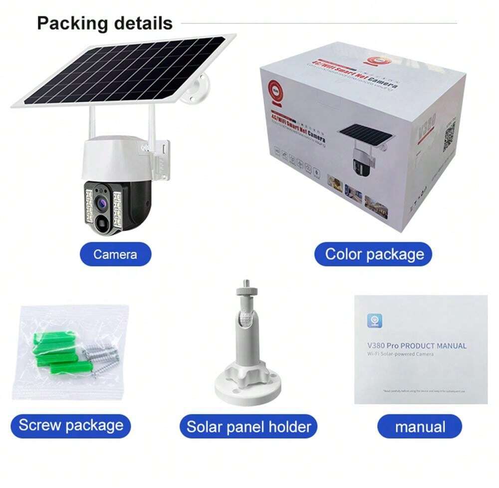 5MP HD 4G WIFI Solar Powered Camera Home Security WIFI Solar Camera ...