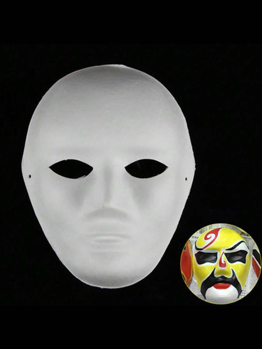 1 Halloween Cat Mask, White Paper Pulp Mask, DIY Painted Party Mask ...