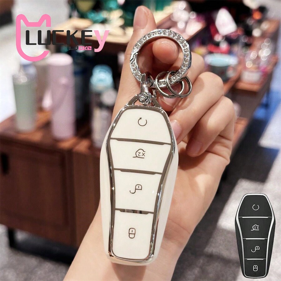 Chave fob capa com chaveiro do carro cordão para byd atto 3 han ev golfinho controle remoto ...
