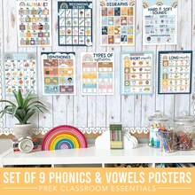 Boho Phonics & Vowel Posters | Set Of 9 | Sound Wall| Educational ...