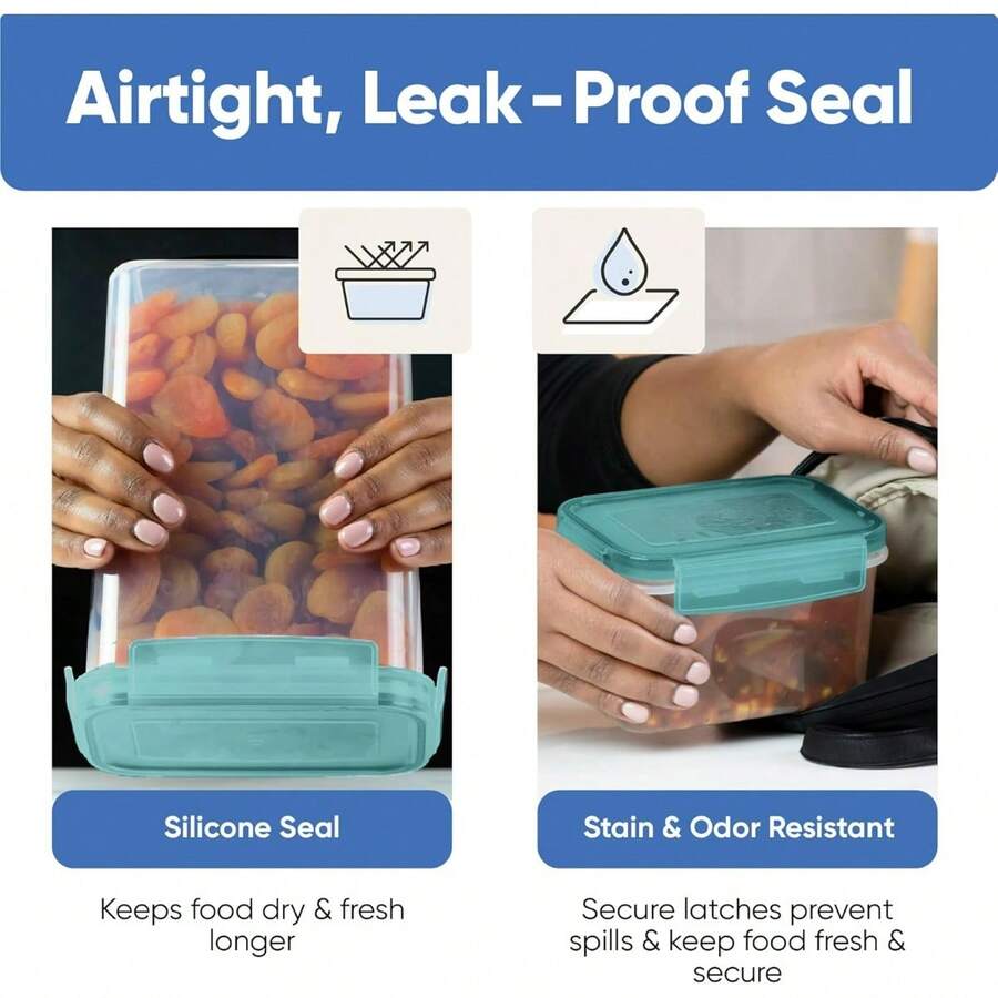 Airtight Food Storage Containers With Lids (24 Pack - Teal) For Kitchen ...