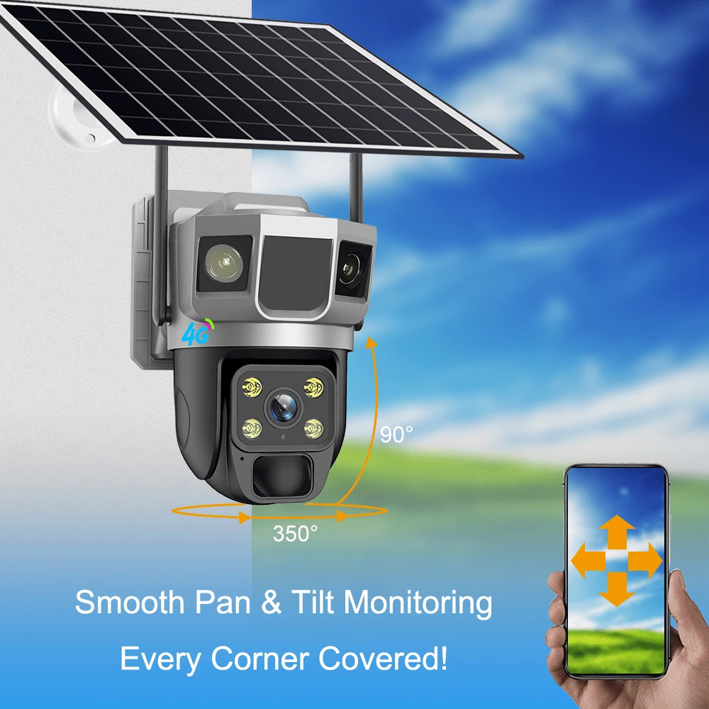 SWVW AOV Solar Camera 4G SIM Card 24-Hour Recording Outdoor 5MP High ...