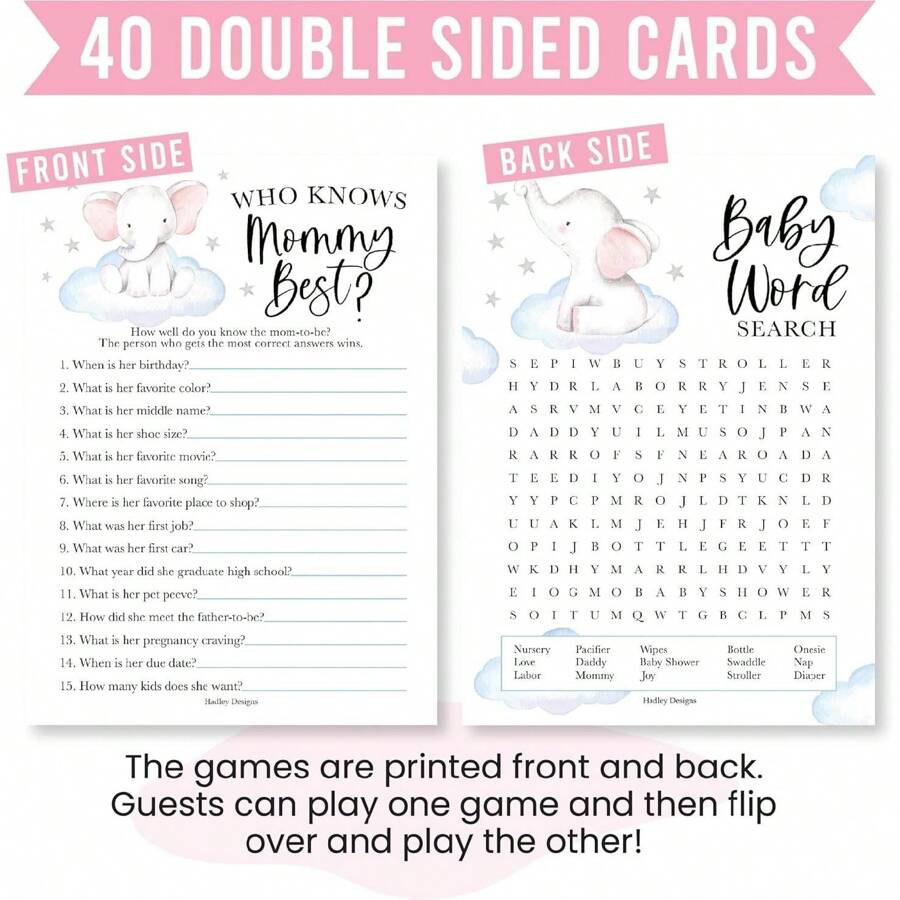40 Elephant Baby Shower Games Boy - Baby Games For Baby Shower Bingo ...