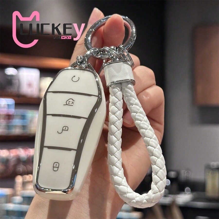 Key Fob Cover With Keyring Car Keychain Lanyard For BYD Atto 3 Han EV Dolphin Remote Control ...