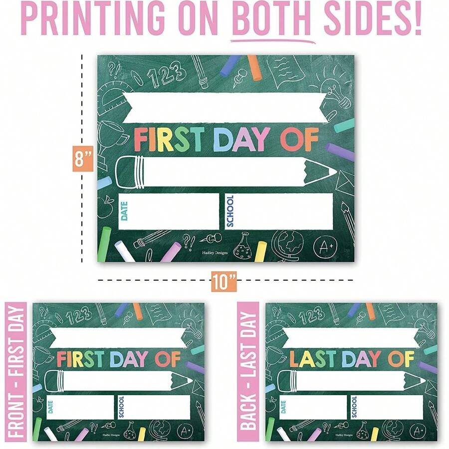 10 Colorful Chalk Board Back To School Signs First And Last Day Of ...
