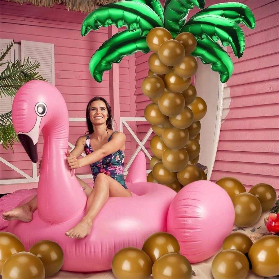 100pcs ,Palm Leaf Balloons Coconut Balloon Set 10pcs Foil Green Coconut ...