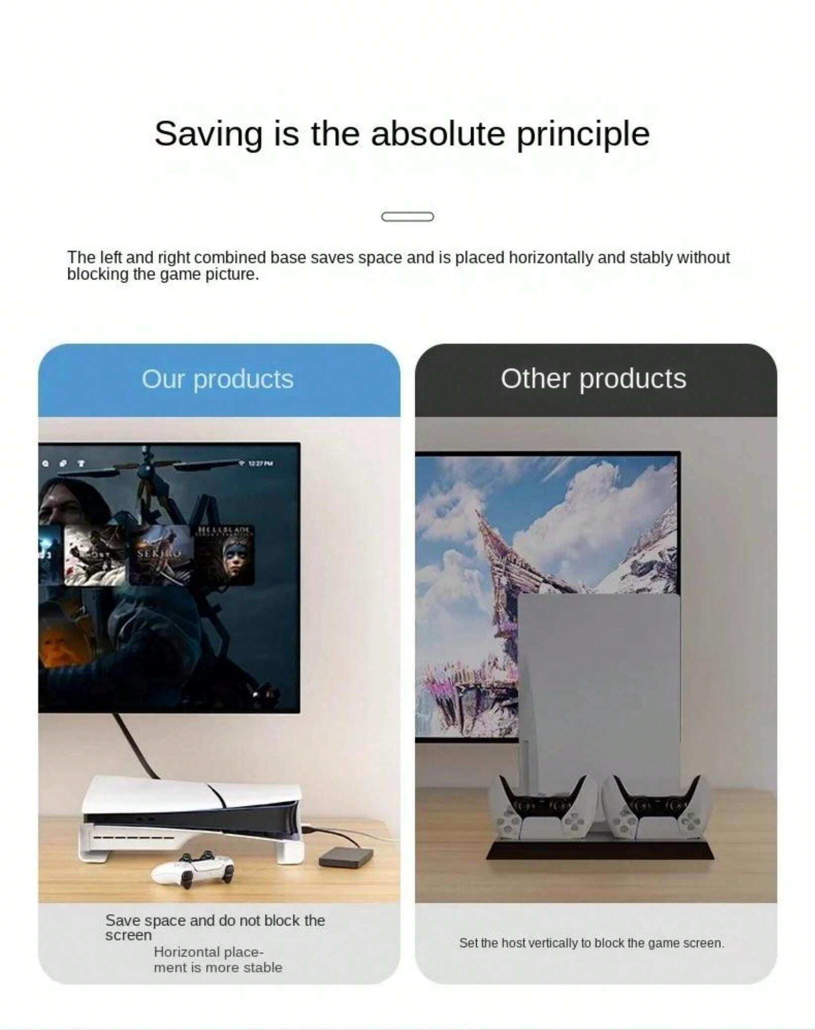 Aolion For PS5 Slim Console Holder PS5 Horizontal Bracket Stand Base ...