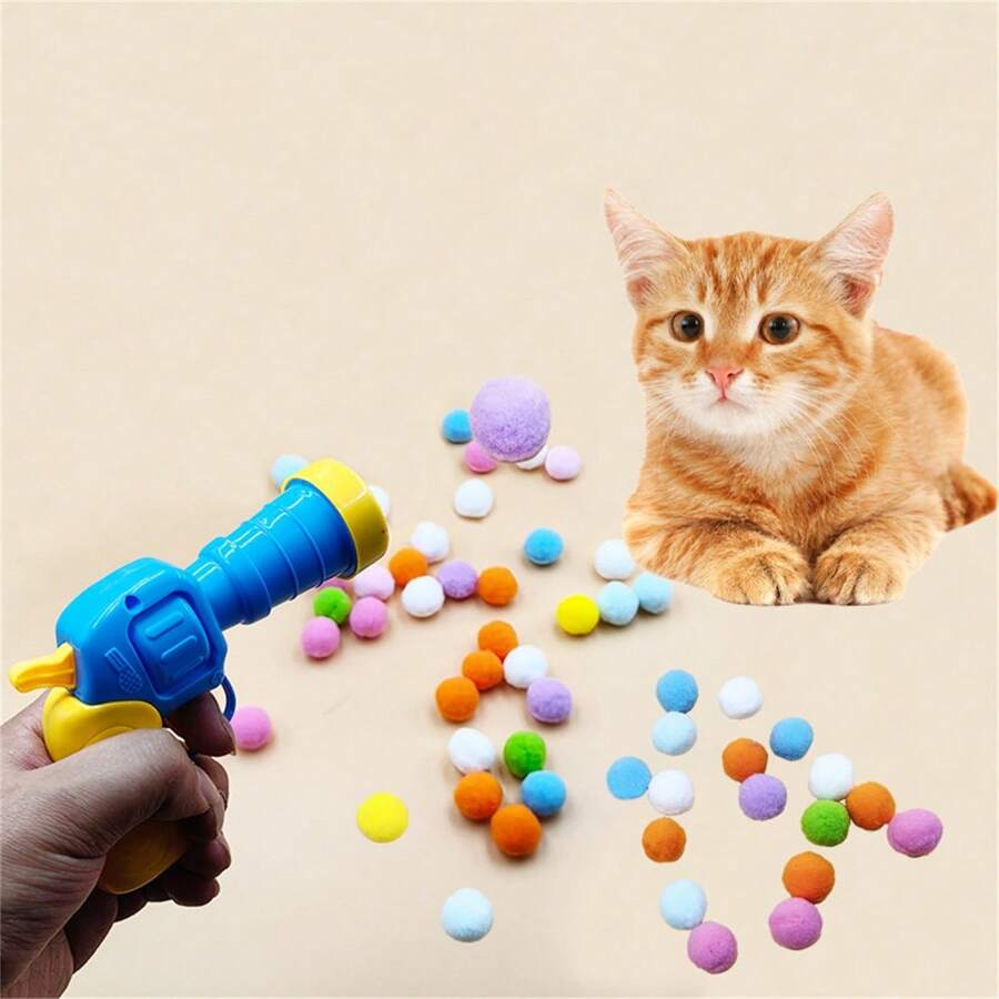 Cat Plush Toy Gun Plush Launcher Soothing Silent Interactive Artifact ...