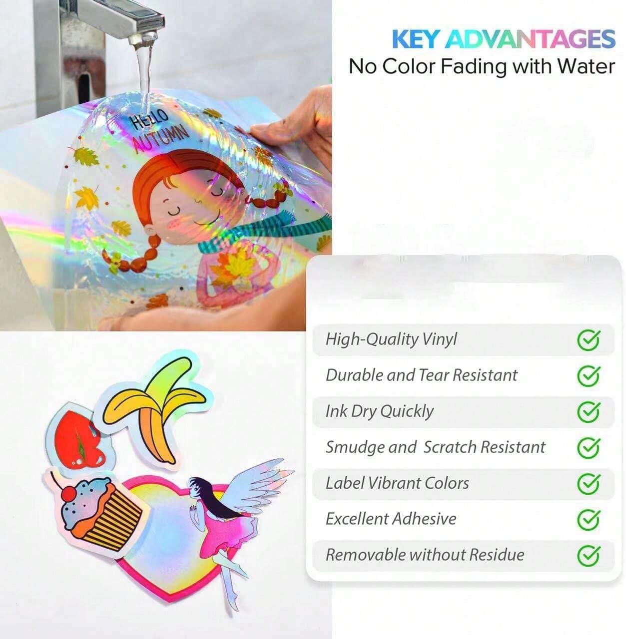 A4 Größe, 10 Blatt holografisches bedruckbares Aufkleber Papier für ...