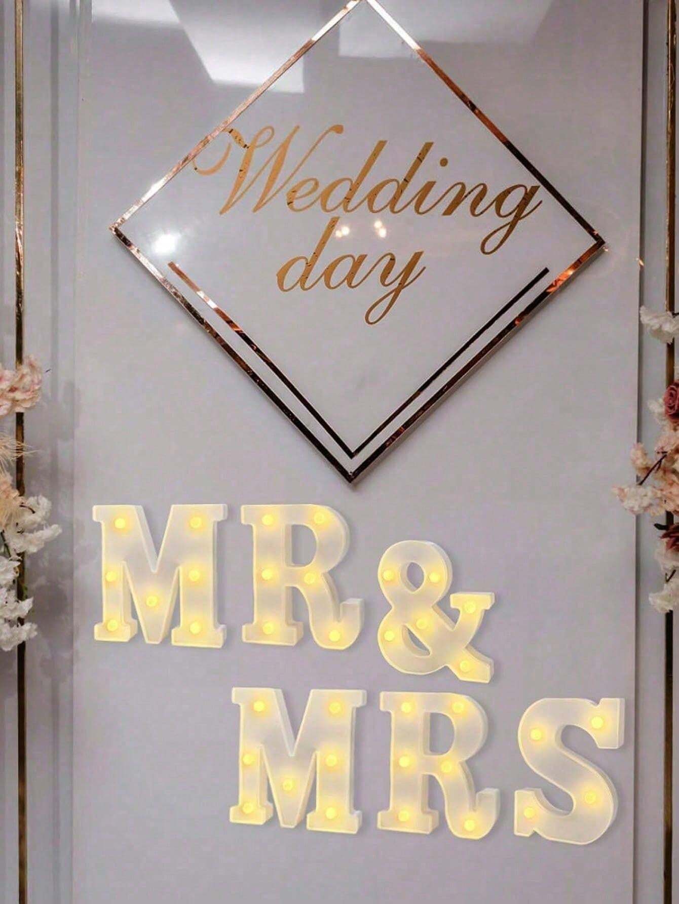 Mr & Mrs LED Warm White Luminous Letters, Shining Freestanding Mr & Mrs ...