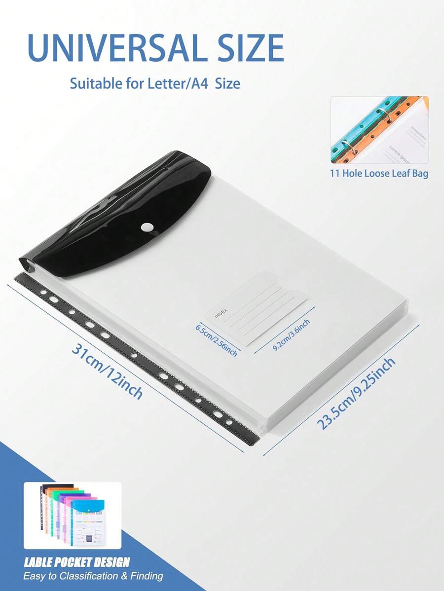 6pcs Vertical Clip Pocket File Folders, A4 Size Expandable Plastic File ...