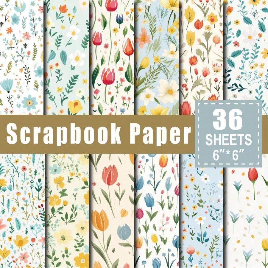36 Sheets Scrapbook Paper Pad In 6*6'', Art Craft Pattern Paper For ...