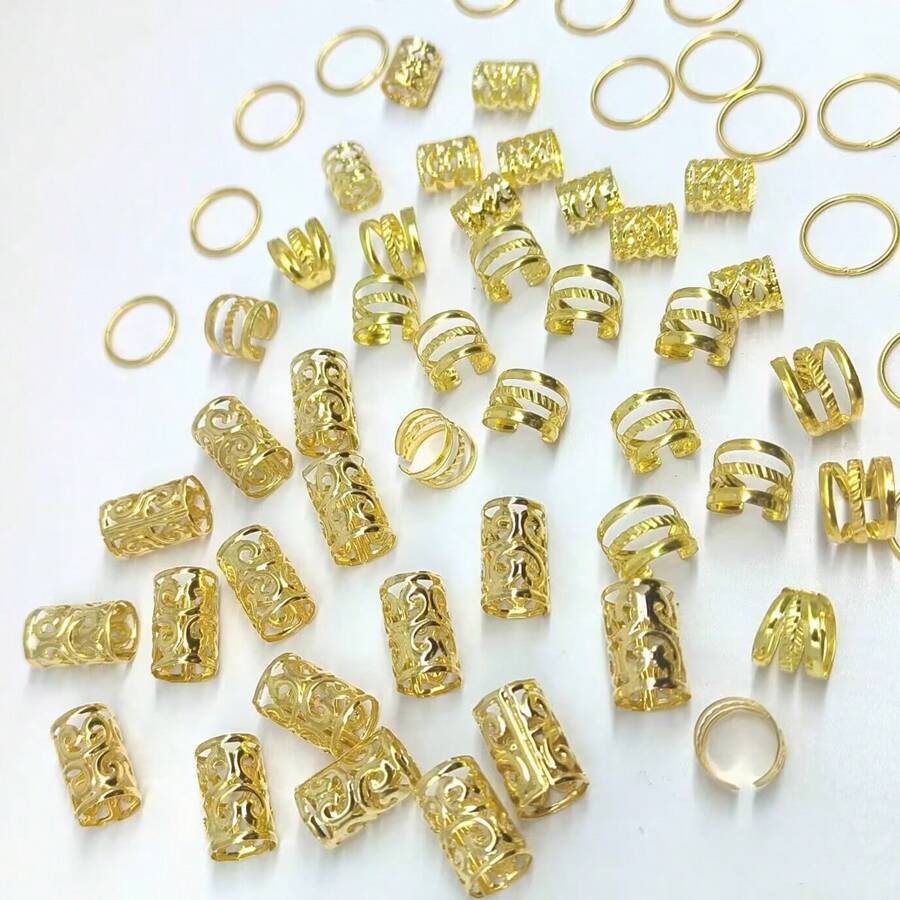 40 Pieces Golden Wavy Hair Tie Hollow Alloy Braid Punk Hair Tie Braid ...