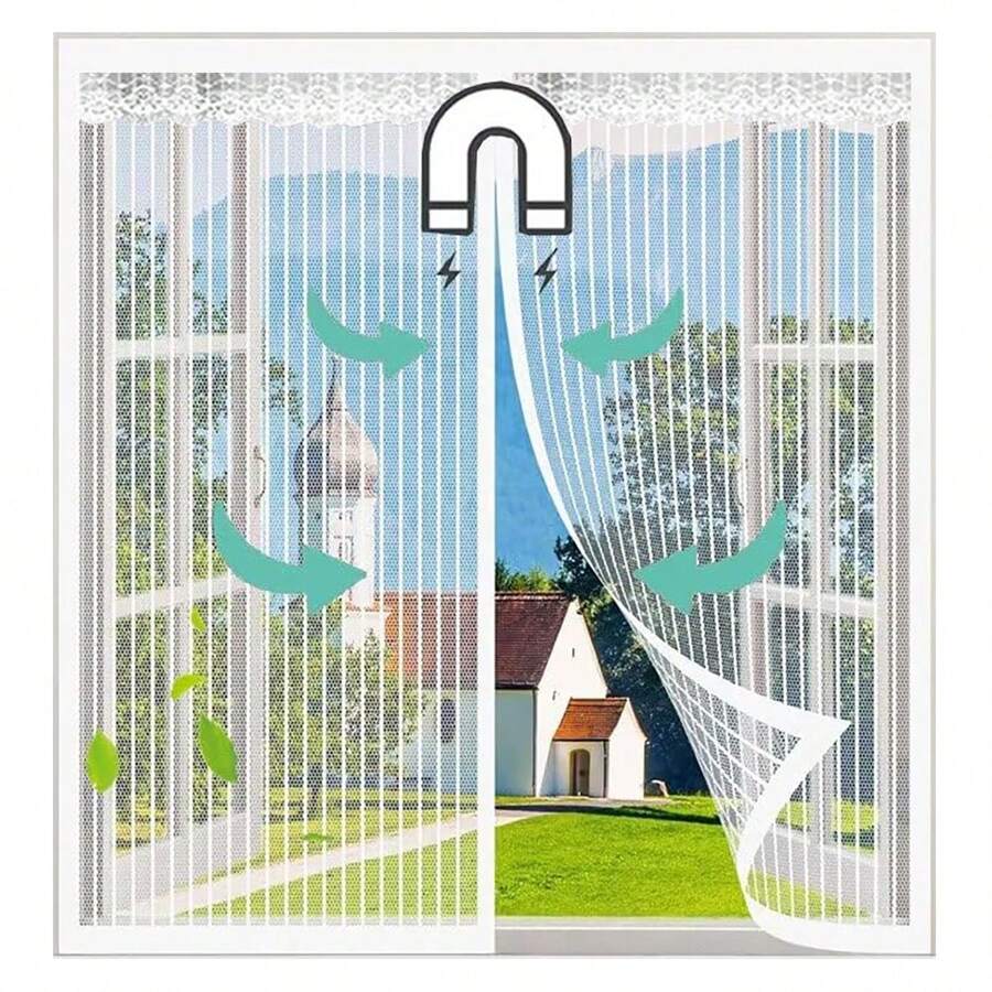 Magnetic Window Screen, Upgraded Polyester Fiber Door & Window Mesh ...