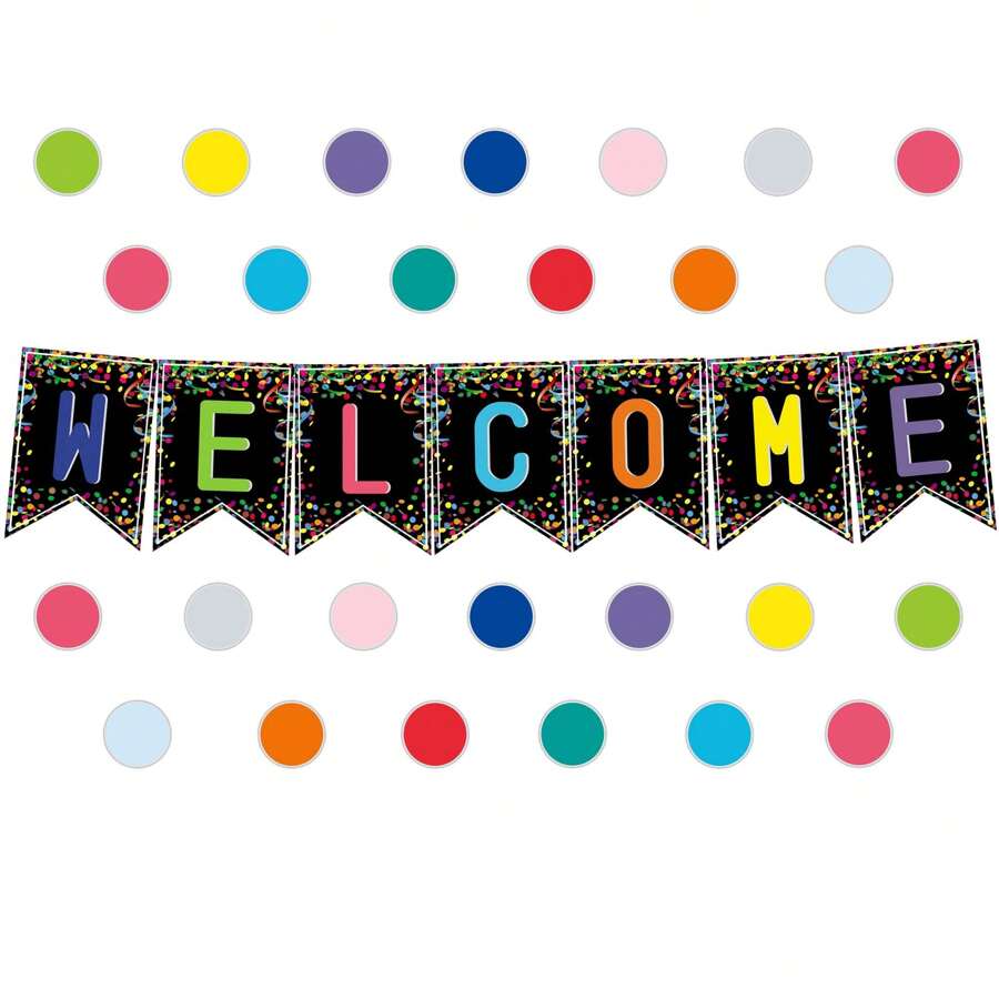 Youngever 67 Pcs Confetti Pennants Welcome Bulletin Board With Golden ...