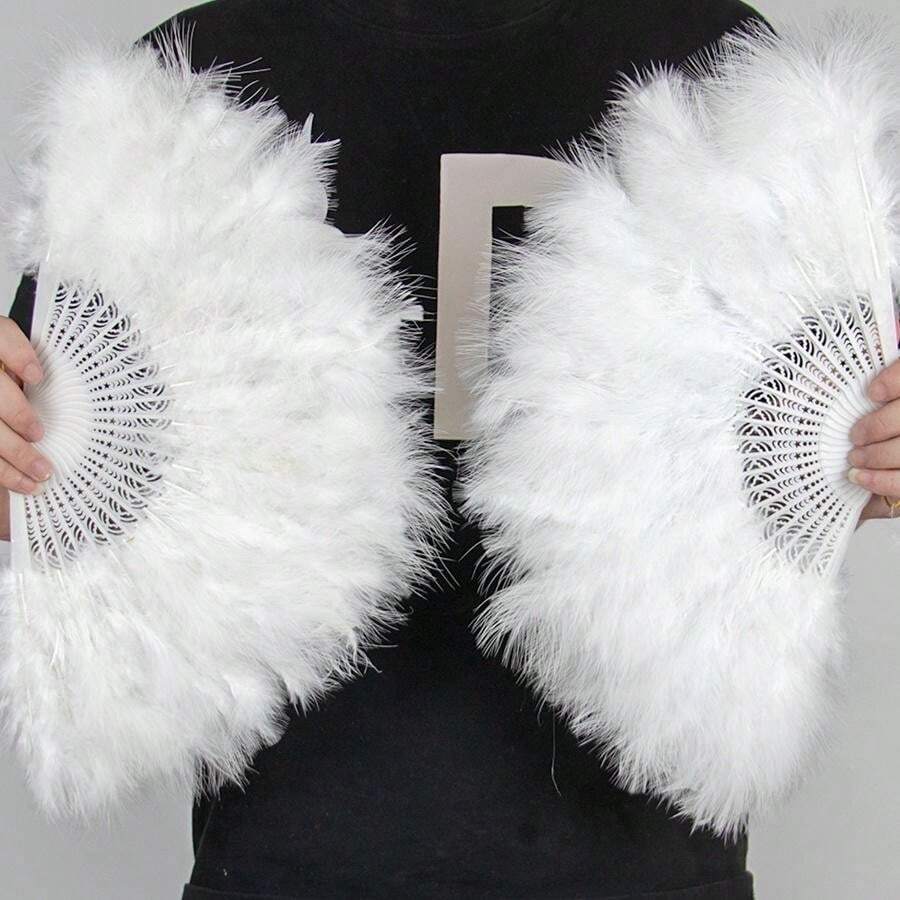 Fluffy Ostrich Feather Hand Fan, Female Dance Prop, Party & Wedding ...
