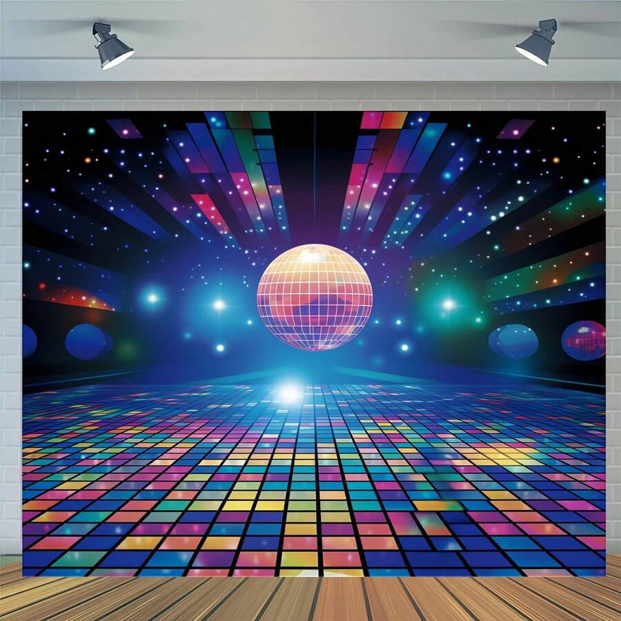 1pc, Disco Party Backdrop Fabric Vintage Disco Ball Stage Backdrop ...
