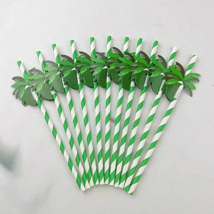 10 Pieces Of Coconut Paper Straws, Tropical-Themed Drink Straws, Paper ...