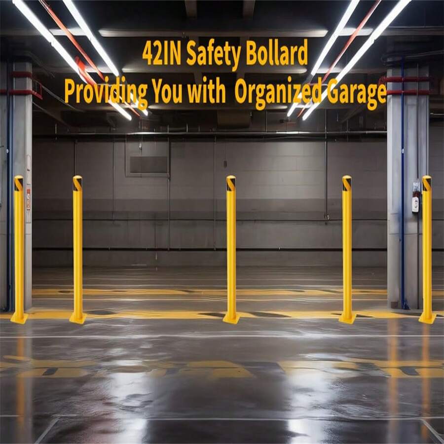 42 Inch/48 Inch Safety Bollard, 2 Packs Safety Steel Bollard Post ...
