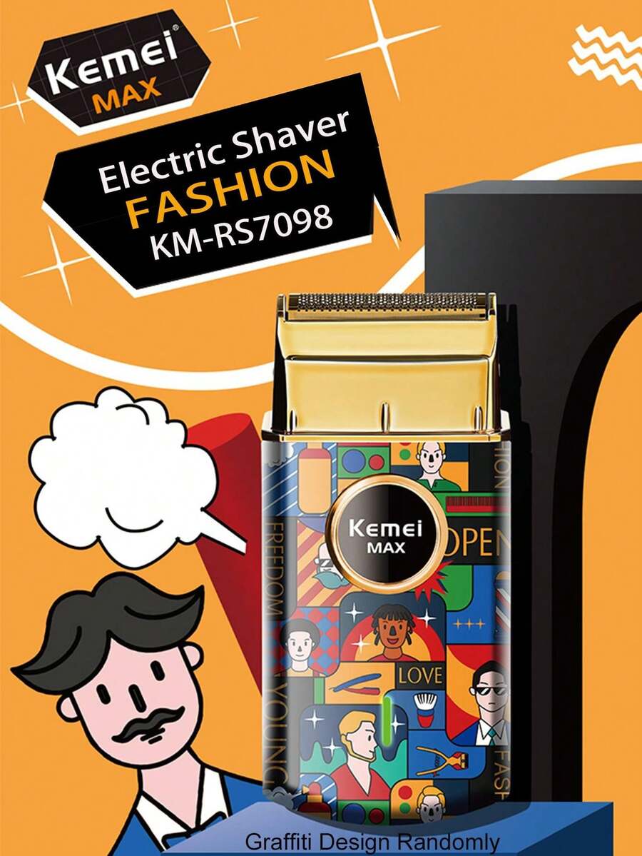 Kemei Max Electric Shaver Foil Reciprocationg Razor Graffiti Design ...