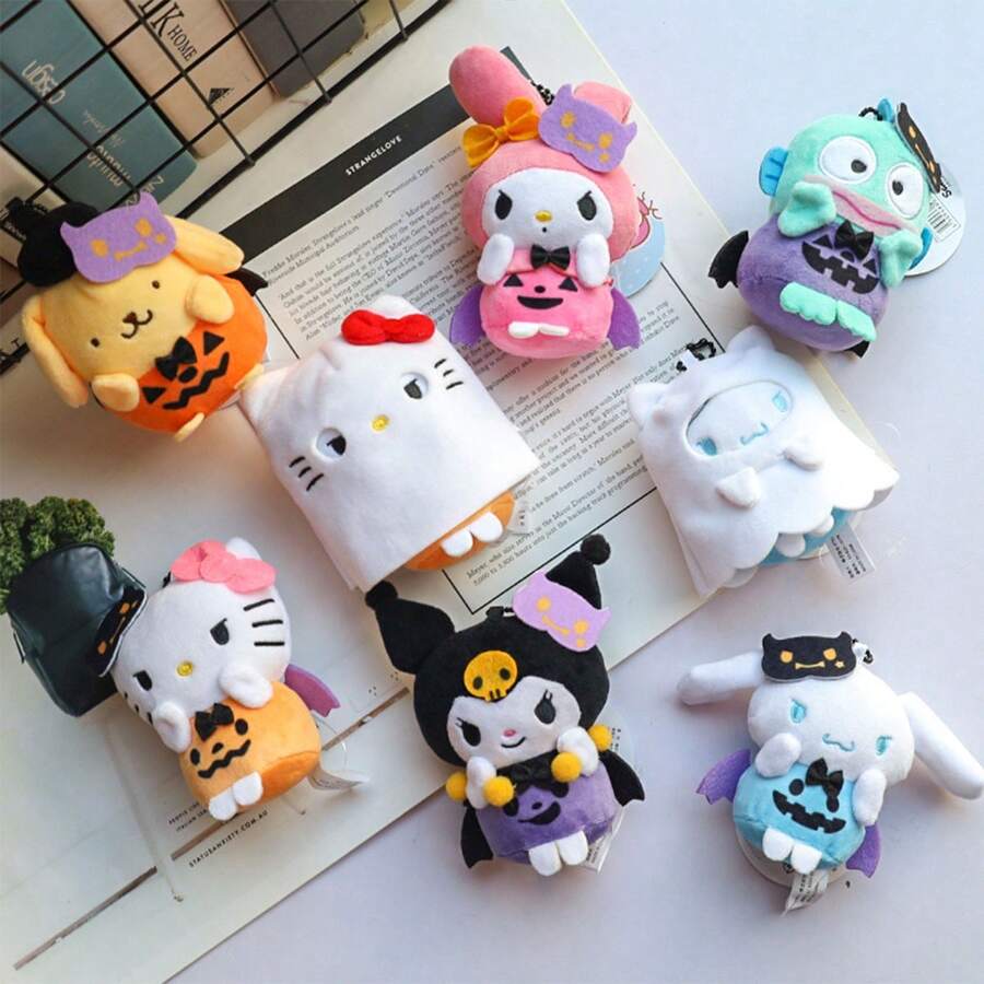 Sanrio Series Pumpkin KT Cat Melody Plush Doll Charm, Devil Kuromi ...