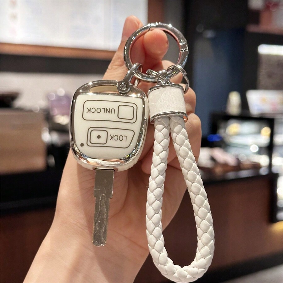 Key Fob Cover With Keyring Car Keychain Lanyard For Toyota Land Crusier ...