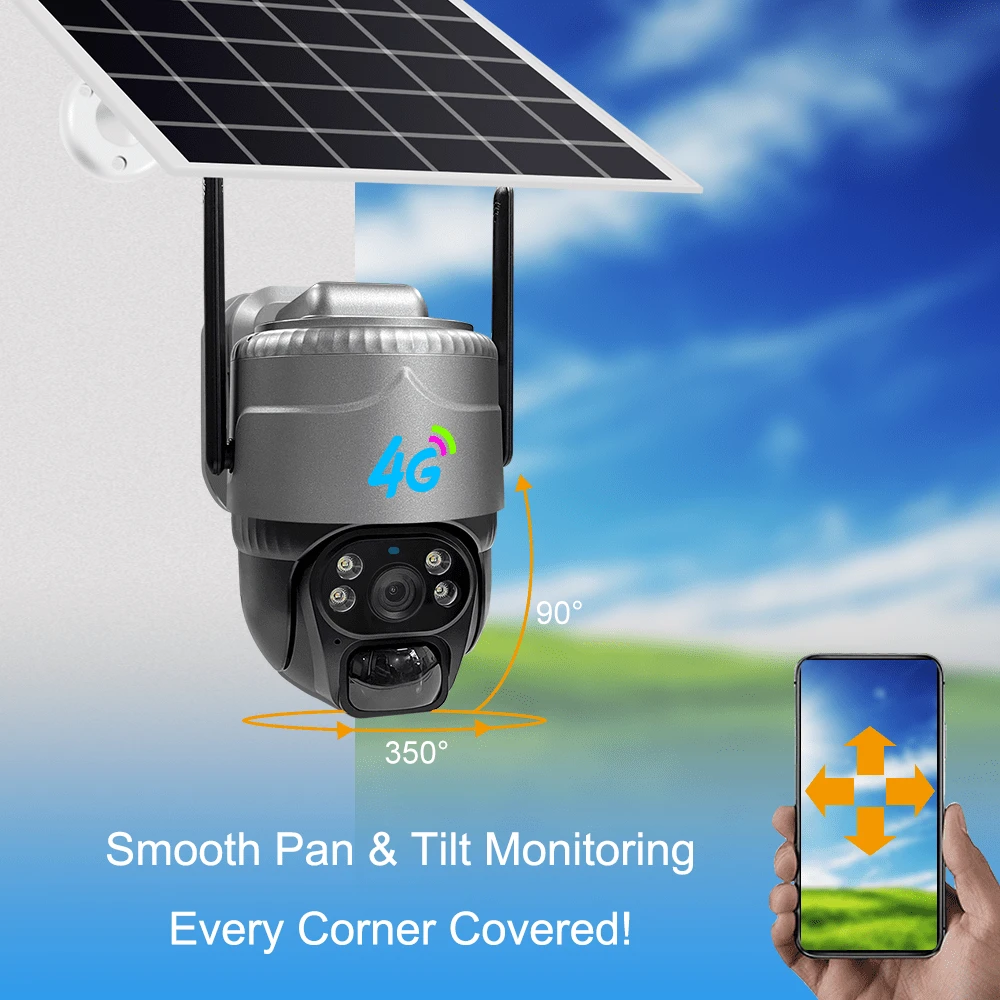 V380 Pro 4G Solar Powered Camera Home Security Solar Camera Rechargeable Outdoor Waterproof V380 ...