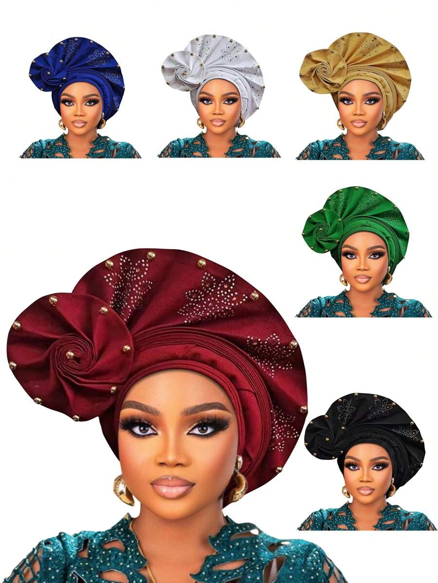 New Fan-Shaped Nigerian Wedding Hat Auto Gele African Headband Hat ...