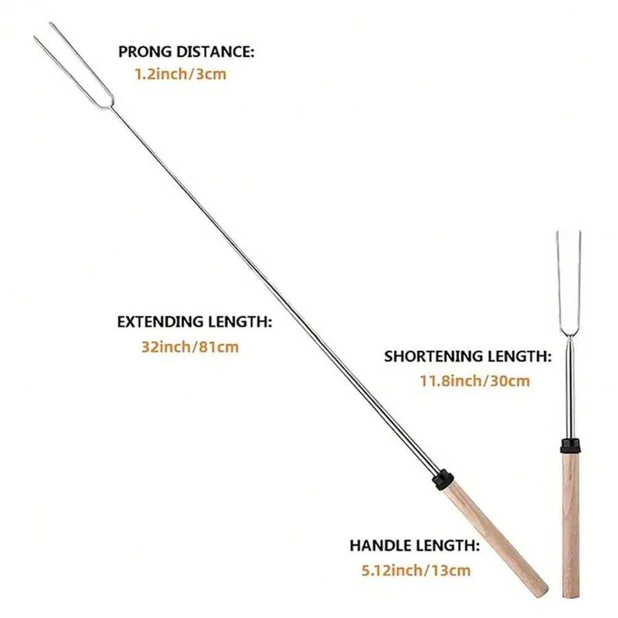 32-Inch Extendable Metal Marshmallow Roasting Sticks, For Campfire, BBQ, Hot Dog Roasting ...