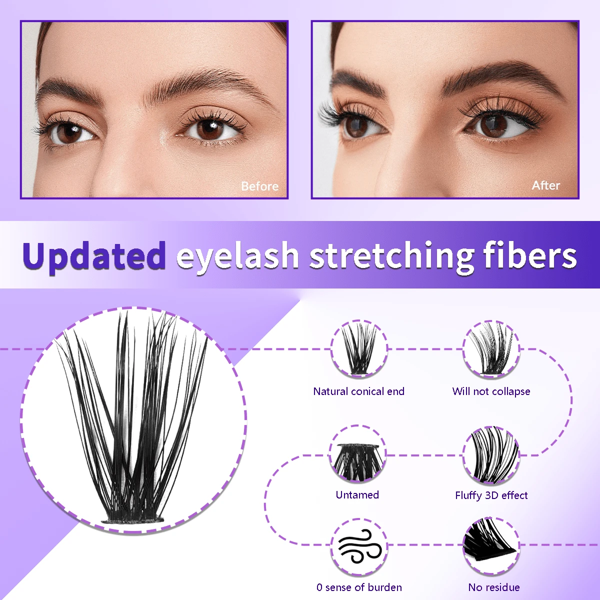 180PCS Crimp C Huicop Cluster Lashes 180Pcs Individual Lashes 60P 0.07C ...