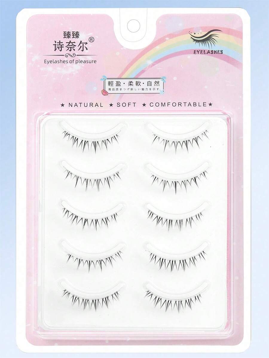 5 Pairs Thin Under False Eyelashes With Transparent Stem Cluster Lower ...