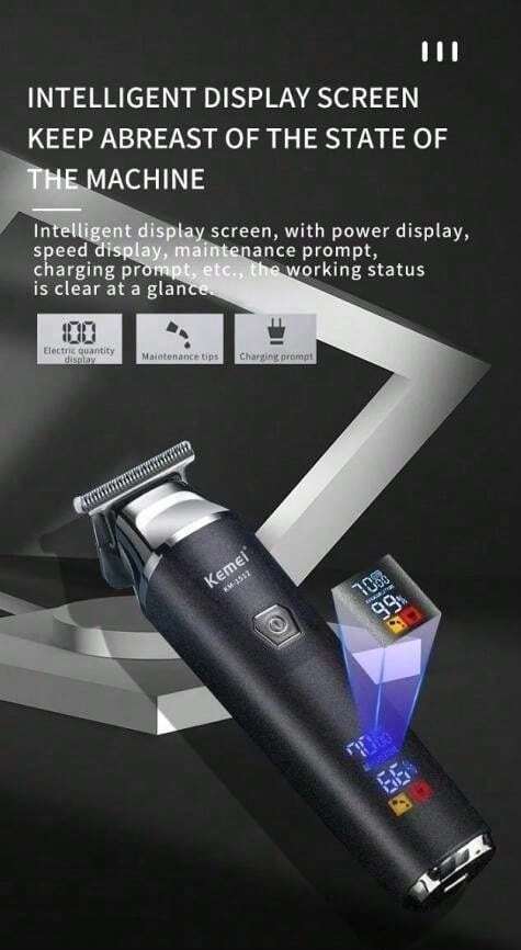 Máquina de recortar el pelo profesional recargable KEMEI Km-1512 ...