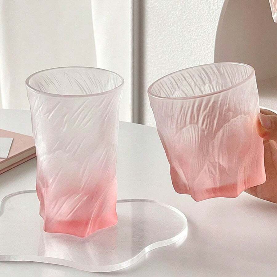 2024 New Pink Glass Cup, High-End Creative Irregular Shape Drinking ...